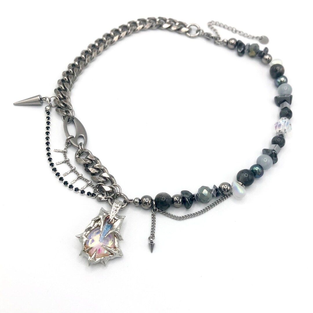 Spiky Metal Crystal Pendant With With Labradorite and - Etsy