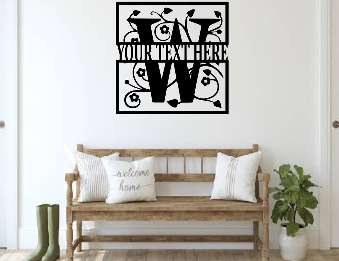 Split Letter W Monogram Metal Sign - Etsy