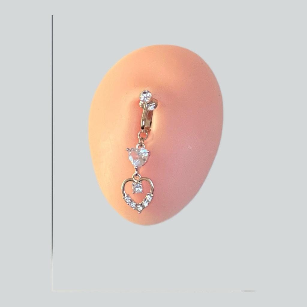 Zircon Clip on Belly Button Navel Ring, Fake Belly Button Ring, No ...