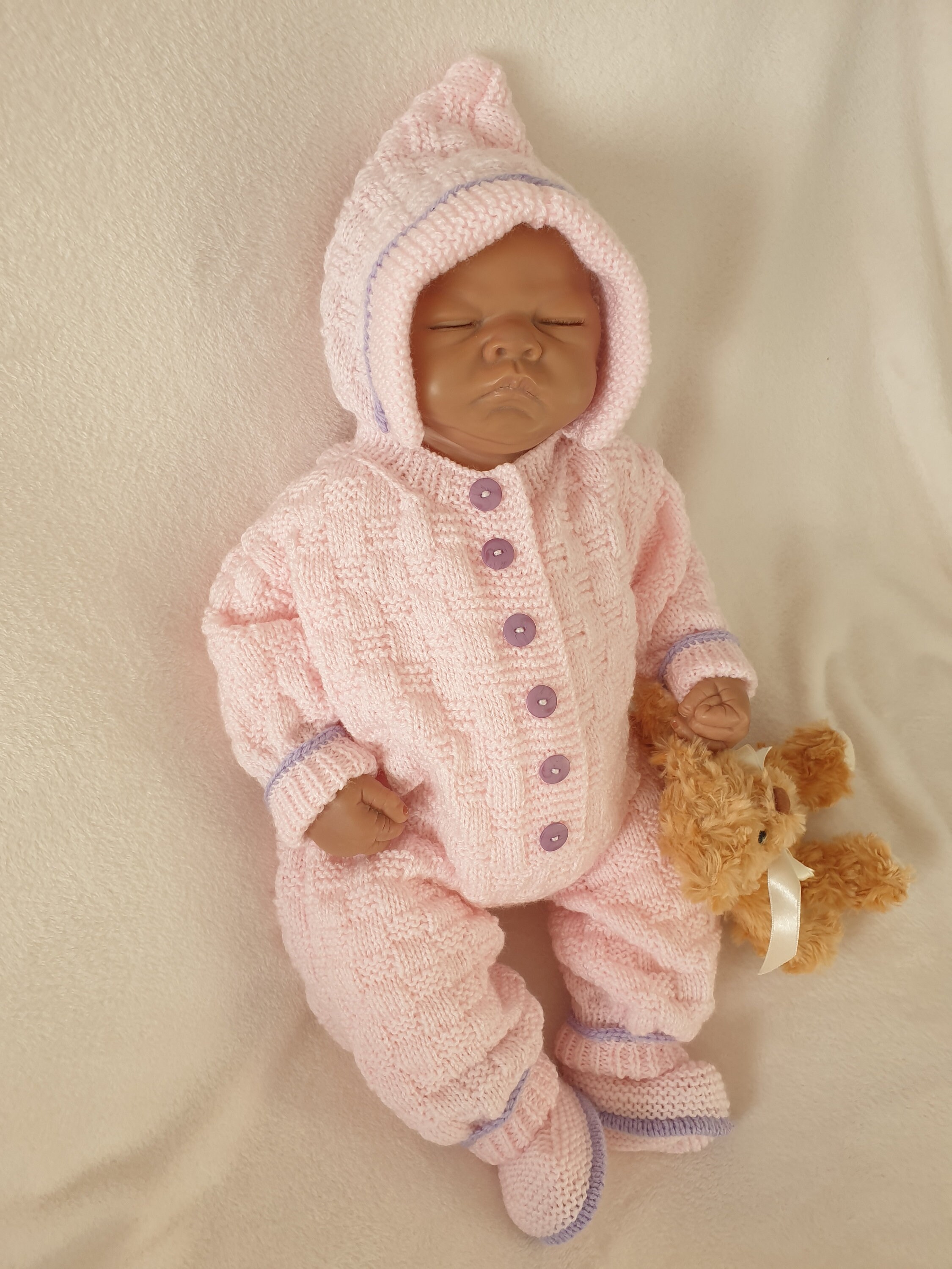Knitting Pattern SR025 * Baby Pram Set * All in One Hooded Romper ...