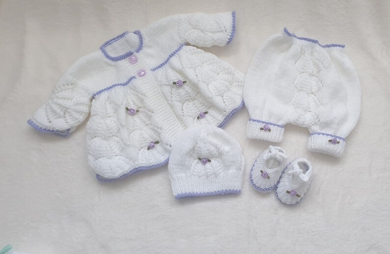 Knitting Pattern SR036 Summer Matinee Set 4 Piece Set 3 Sizes 14, 16 ...