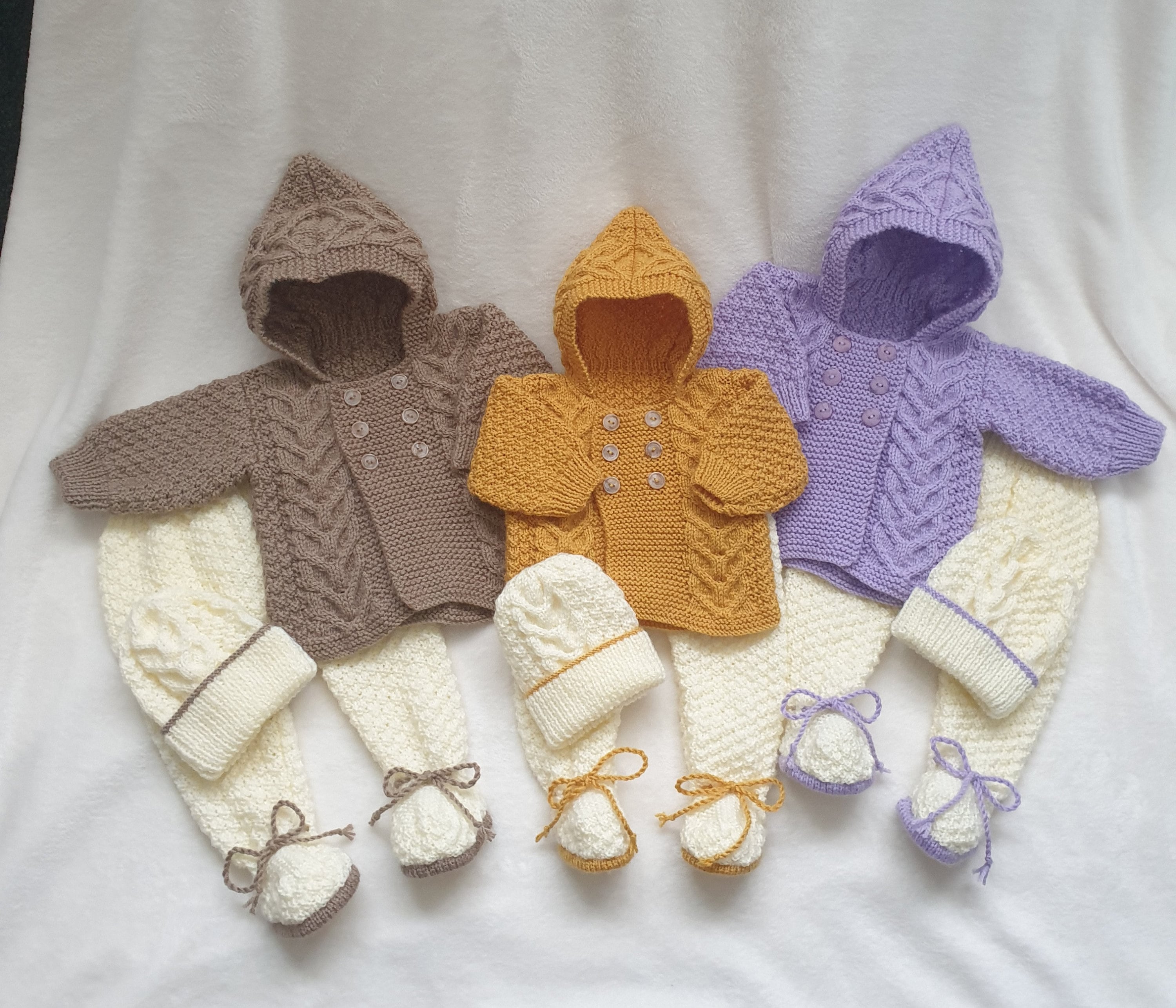 Knitting Pattern SR040 * 3 Piece Double Breasted Hooded Pram Set * 3 ...