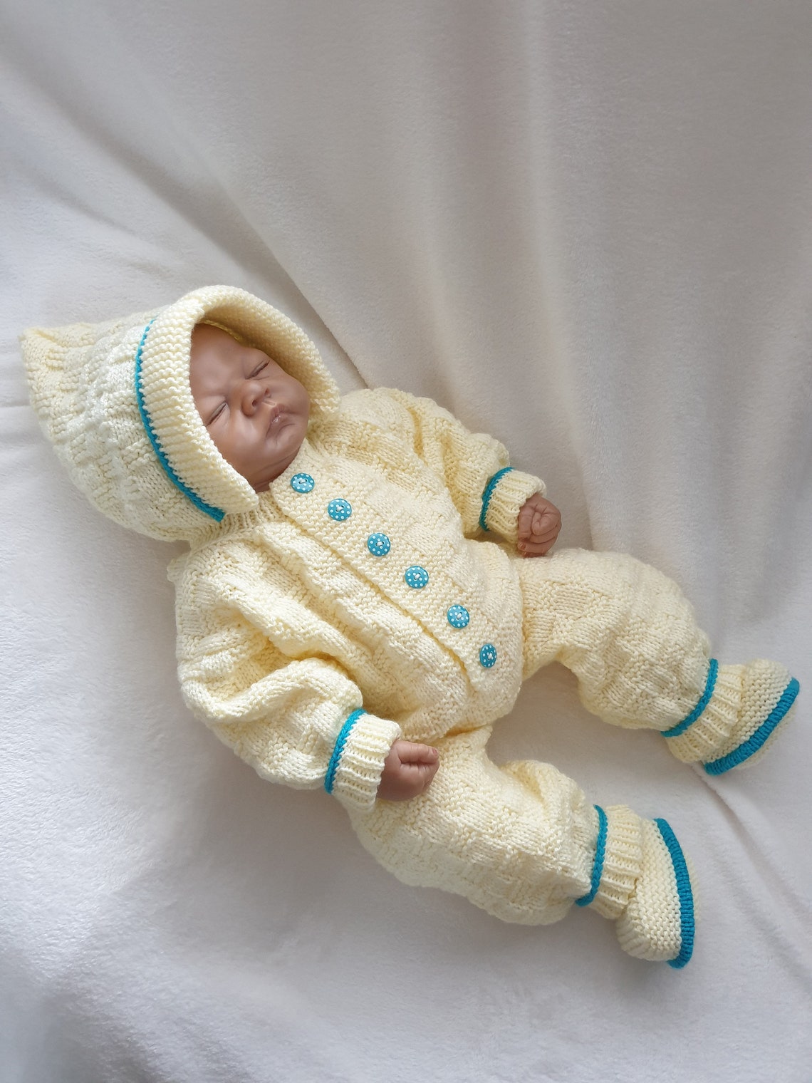 Knitting Pattern SR025 * Baby Pram Set * All in One Hooded Romper ...
