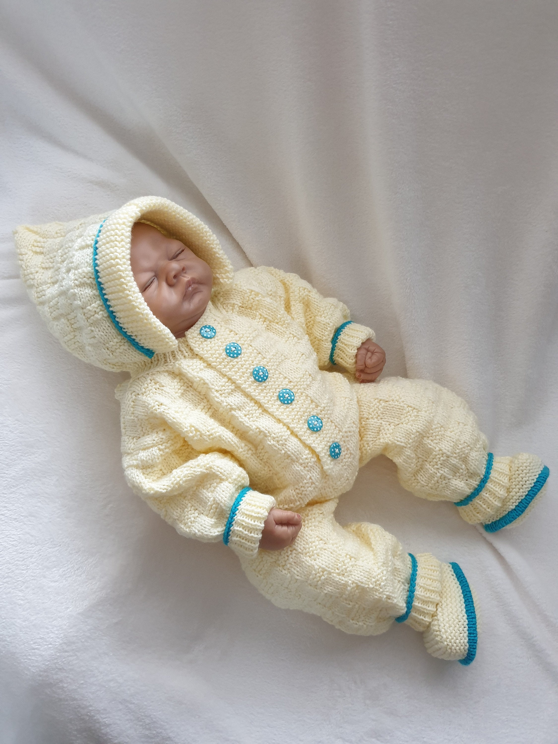 Knitting Pattern SR025 * Baby Pram Set * All in One Hooded Romper ...
