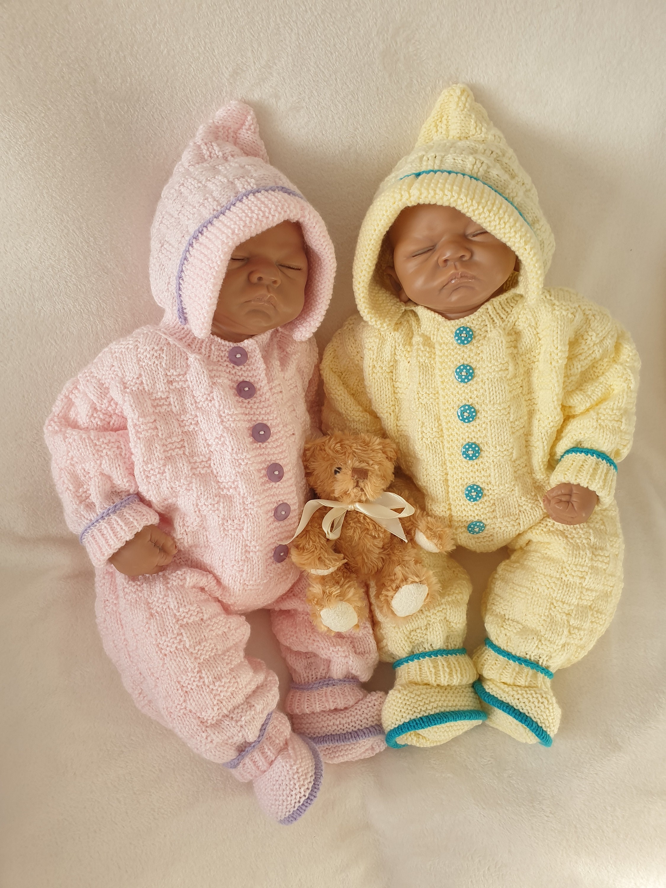 Knitting Pattern SR025 * Baby Pram Set * All in One Hooded Romper ...