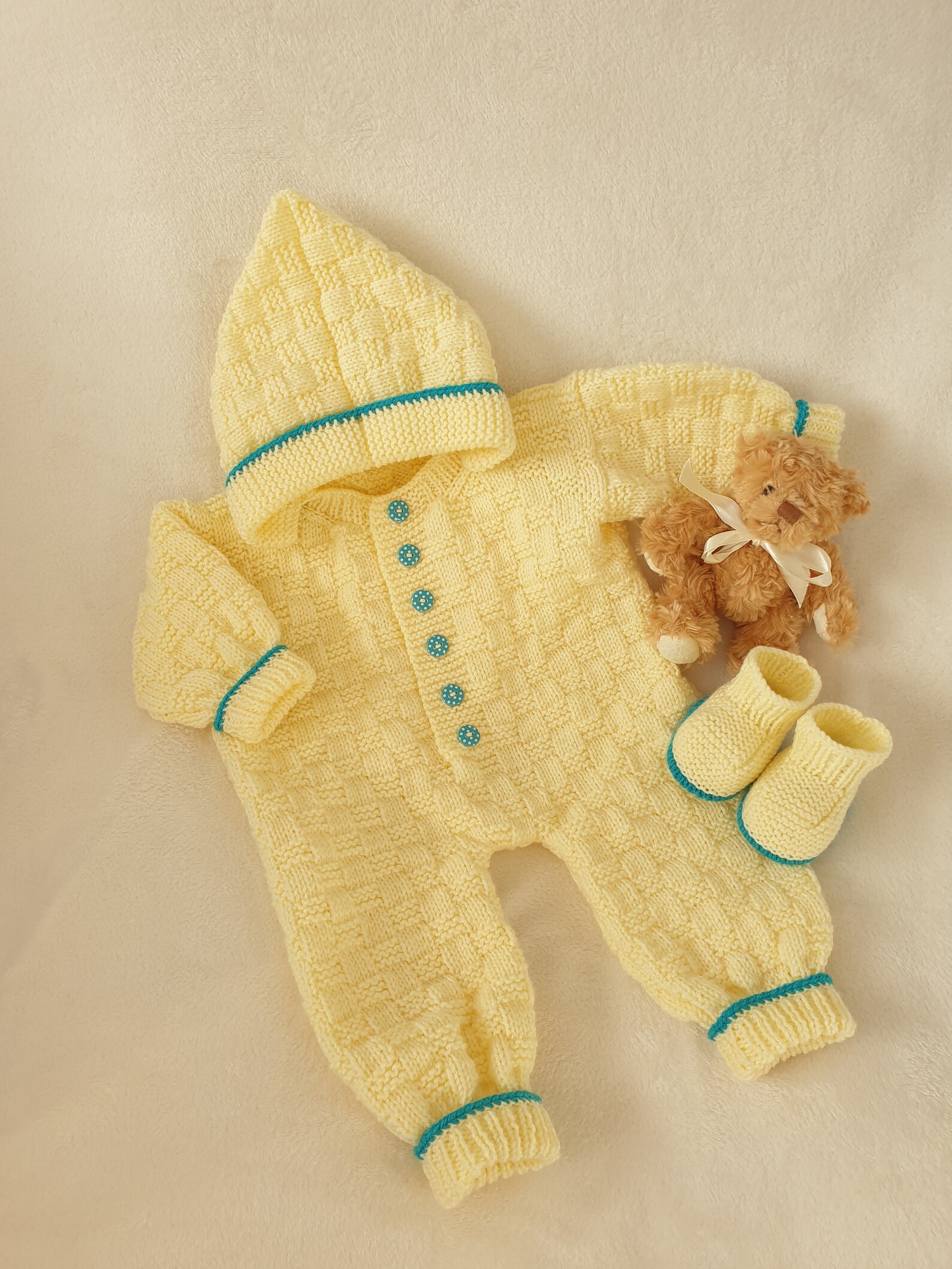 Knitting Pattern SR025 * Baby Pram Set * All in One Hooded Romper ...