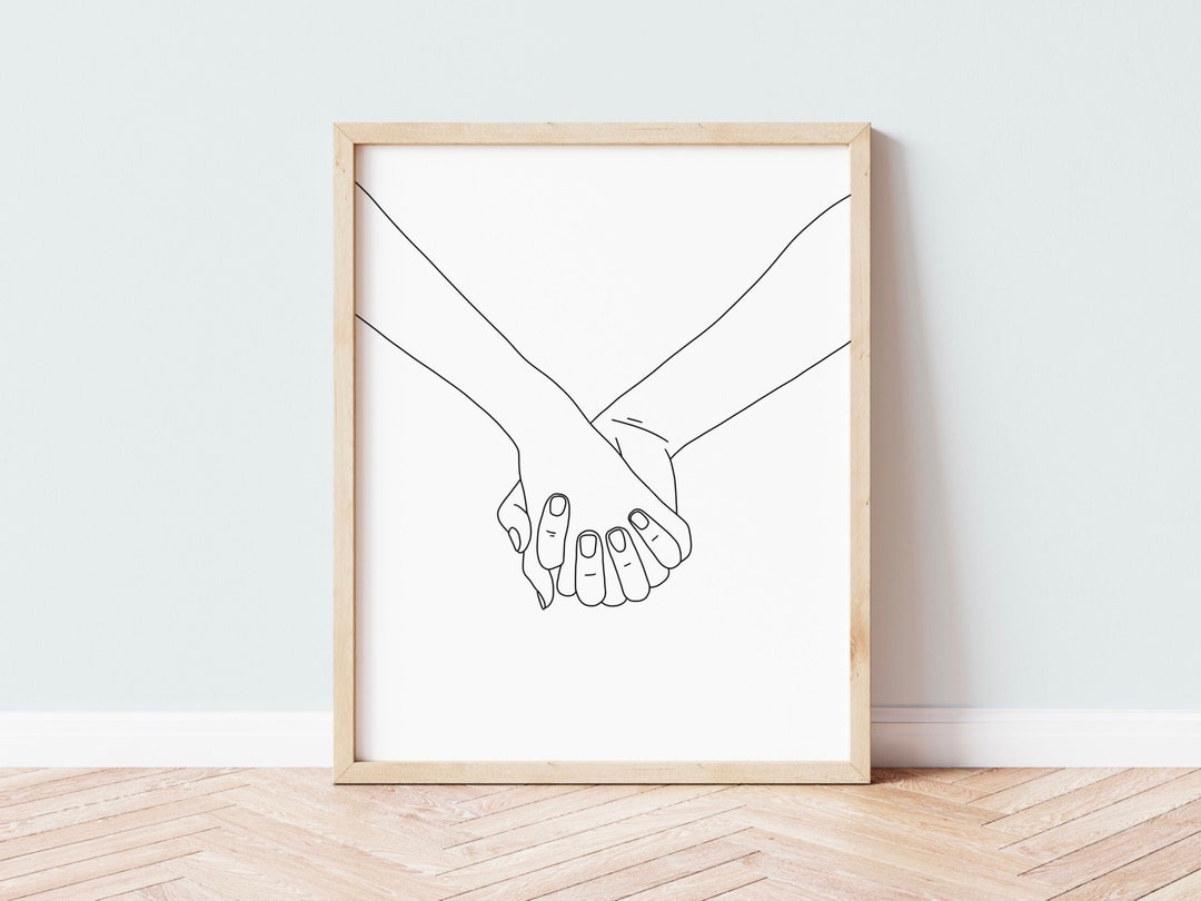 Minimalist Hands Line Art Holding Hands Printable Holding - Etsy