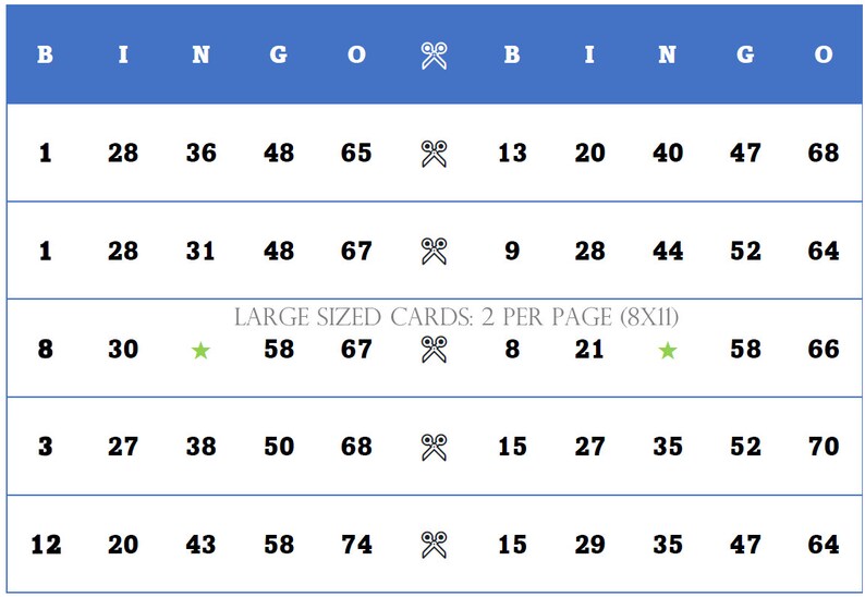 Guaranteed Unique Bingo Cards (300 Total), Different Sizes (medium to ...