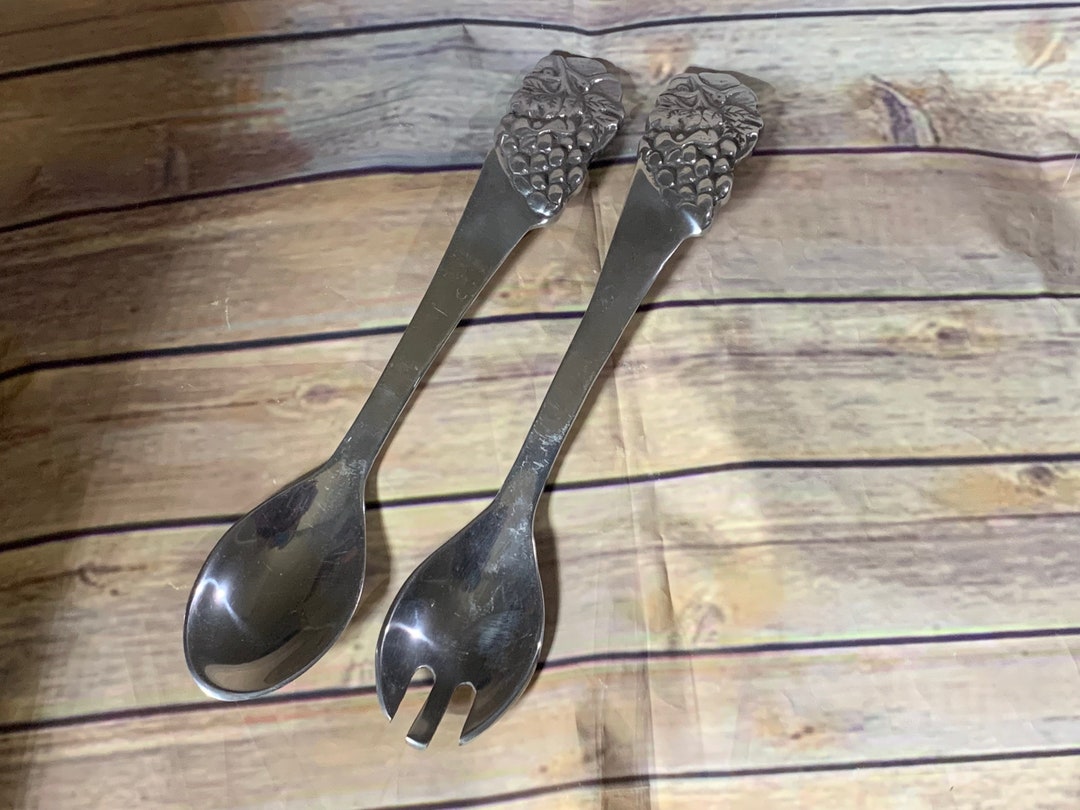 Vintage Abbott Collection Silver Metal Fruit/ Salad Large Serving Set ...