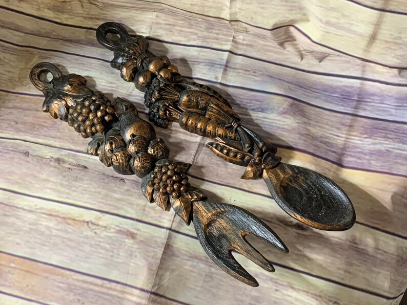 Vintage Syroco Wall Plaque Fork and Spoon, Farmhouse Decor, Set of 2 ...