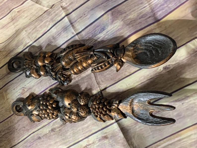 Vintage Syroco Wall Plaque Fork and Spoon, Farmhouse Decor, Set of 2 ...