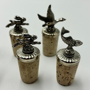 Vintage Pewter Animal Wine Stoppers - Set of 9 - Fish, Rabbit, Boar - Etsy