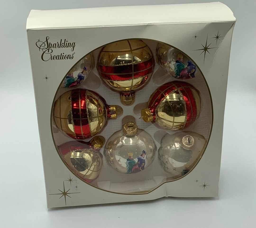 Vintage Sparkling Creations Christmas Ornaments, Set of 8, Tree Decor ...