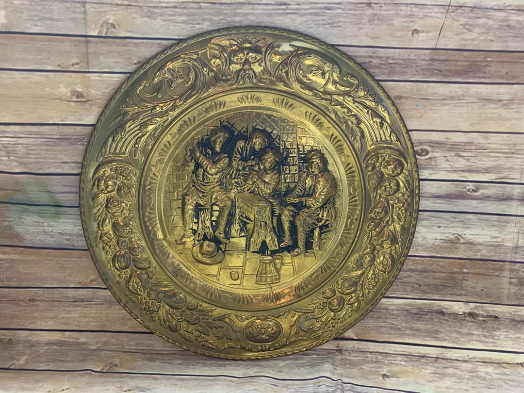 Vintage Embossed Copper Plate: Victorian Pub Scene Wall Hanging - Etsy