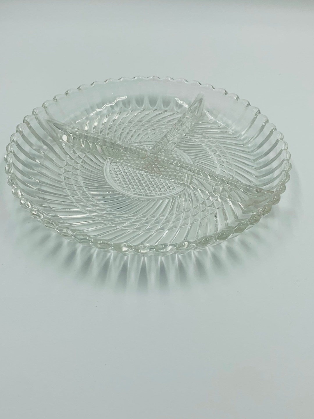Vintage Crystal Divided Candy Dish Glass Server, Dessert Bowl ...