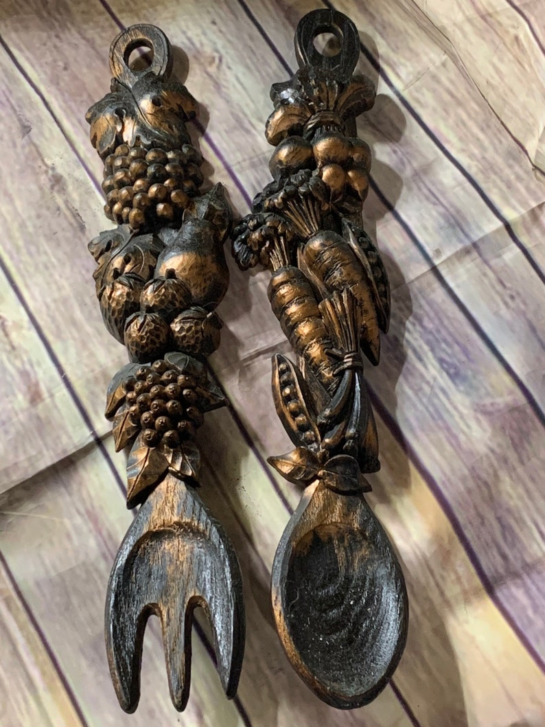 Vintage Syroco Wall Plaque Fork and Spoon Farmhouse Decor - Etsy