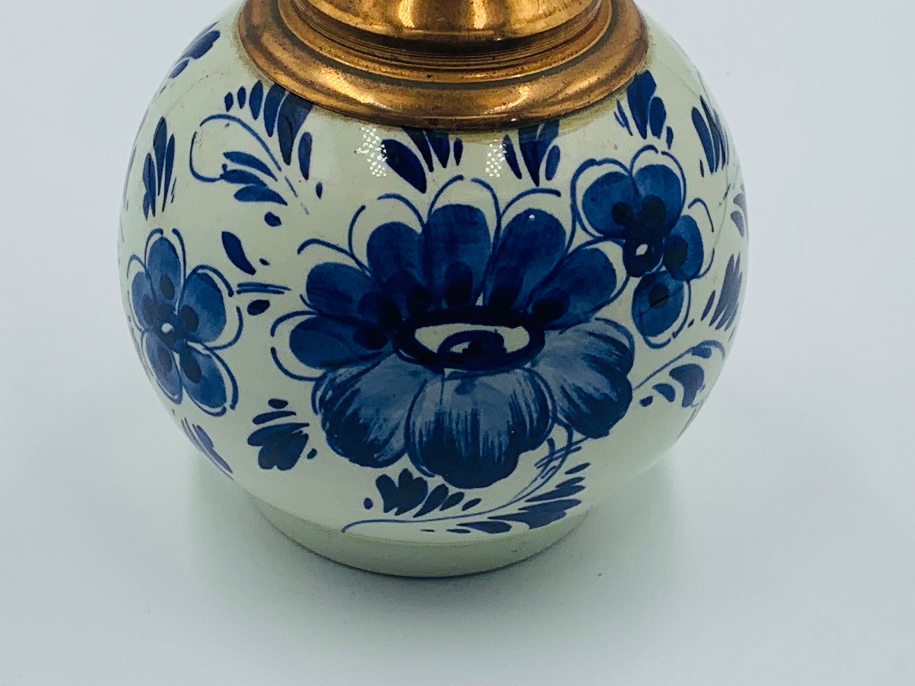 Delftware Hand Painted With Brass Accents Vase - Etsy