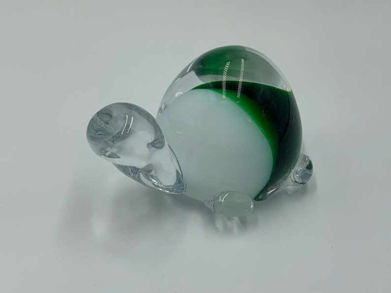 Art Glass Turtle Paperweight Turtle Figurine Green and White - Etsy