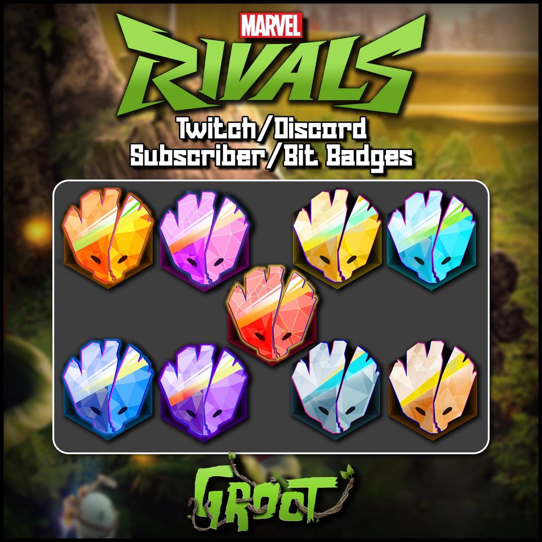 Marvel Rivals Groot Sub Badges for Twitch, Bit Badges, Ranked Icons, Dr ...