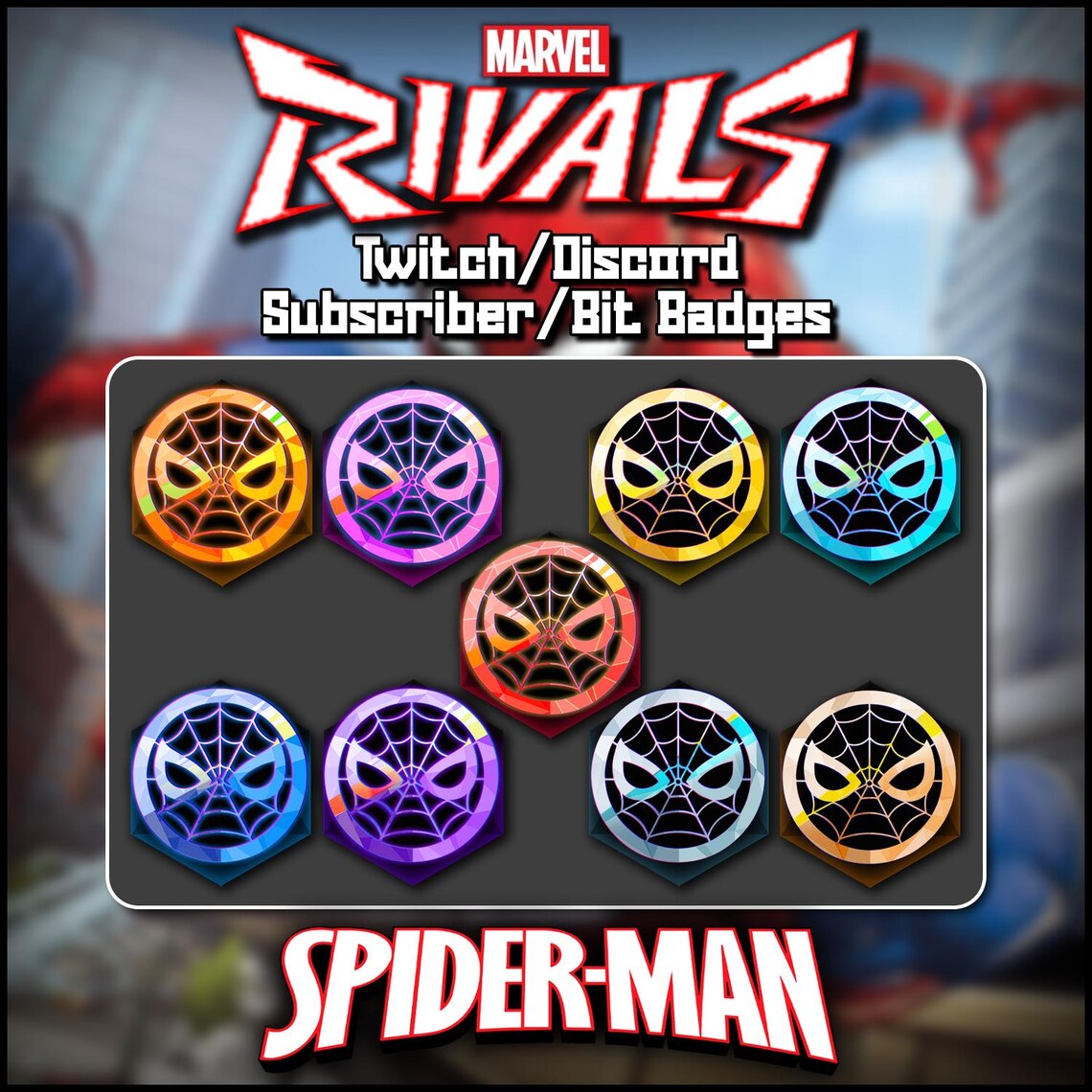 Marvel Rivals Spider-man Sub Badges for Twitch, Bit Badges, Ranked ...