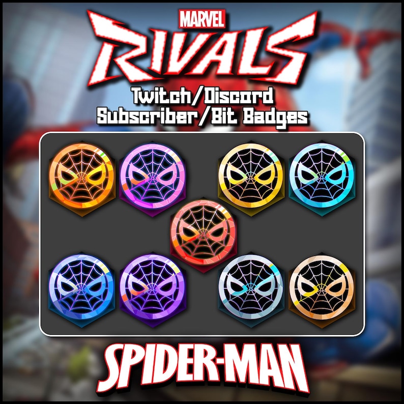 Marvel Rivals Spider-man Sub Badges for Twitch, Bit Badges, Ranked ...