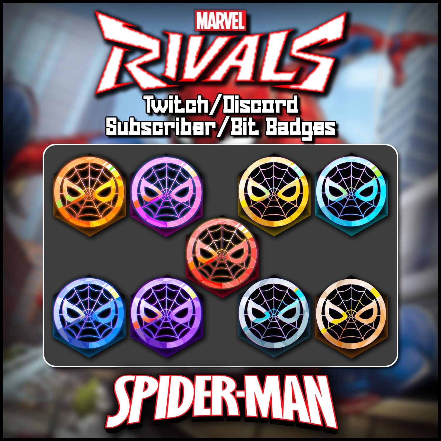 Marvel Rivals Spider-man Sub Badges for Twitch, Bit Badges, Ranked ...