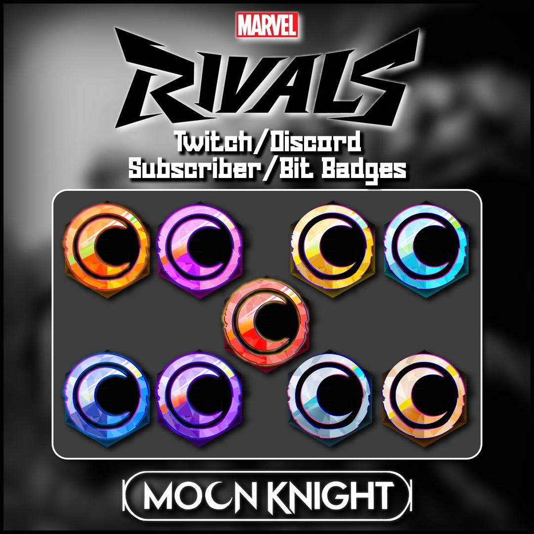 Marvel Rivals Moon Knight Sub Badges for Twitch, Bit Badges, Ranked ...