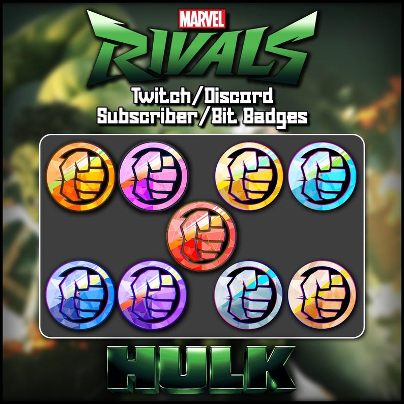Marvel Rivals the Hulk Sub Badges for Twitch, Bit Badges, Ranked Icons ...