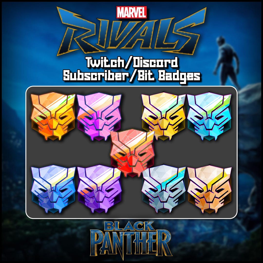 Marvel Rivals BLACK PANTHER Sub Badges for Twitch, Bit Badges, Ranked ...