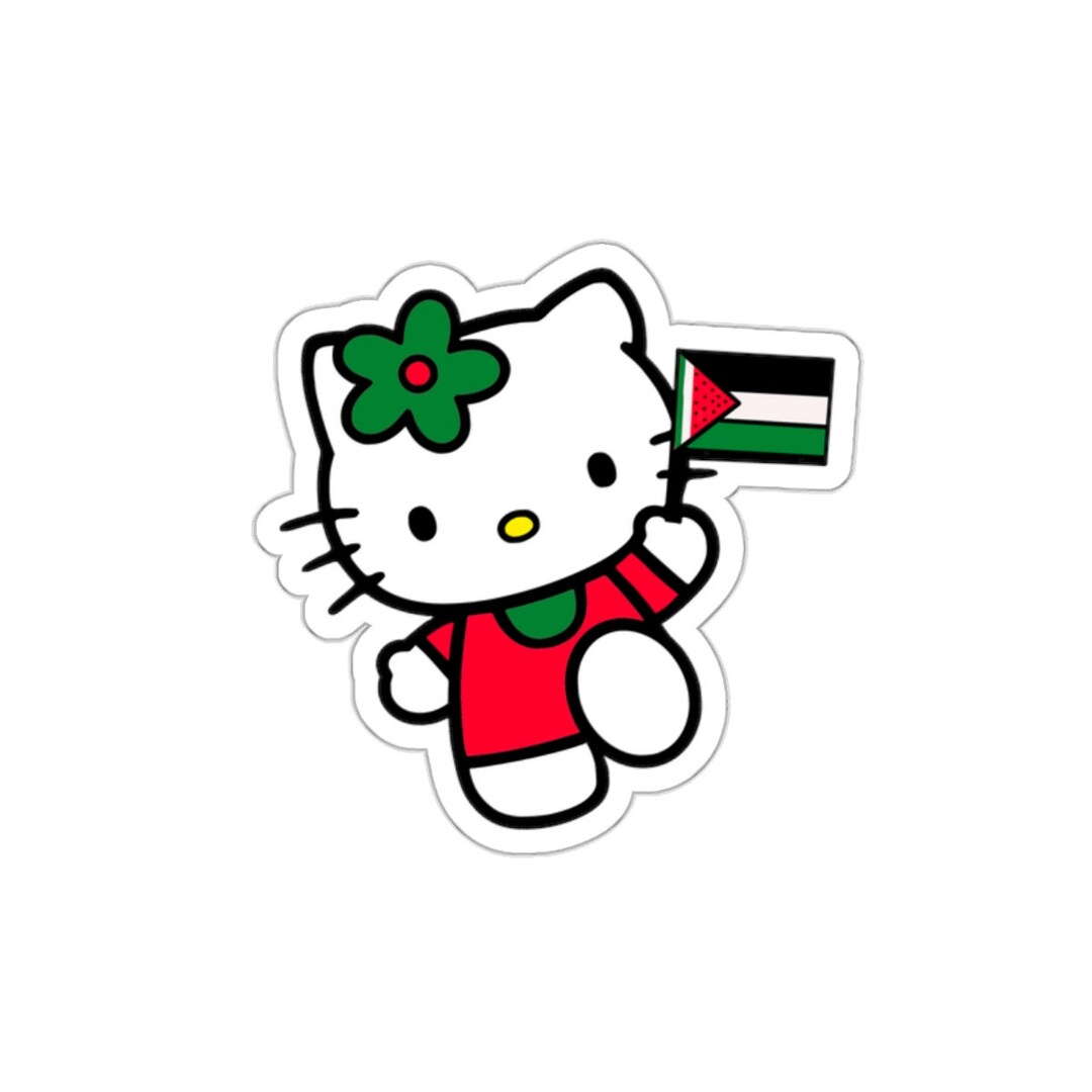Hello Cat Watermelon Flag Free Palestine Die-cut Stickers - Etsy