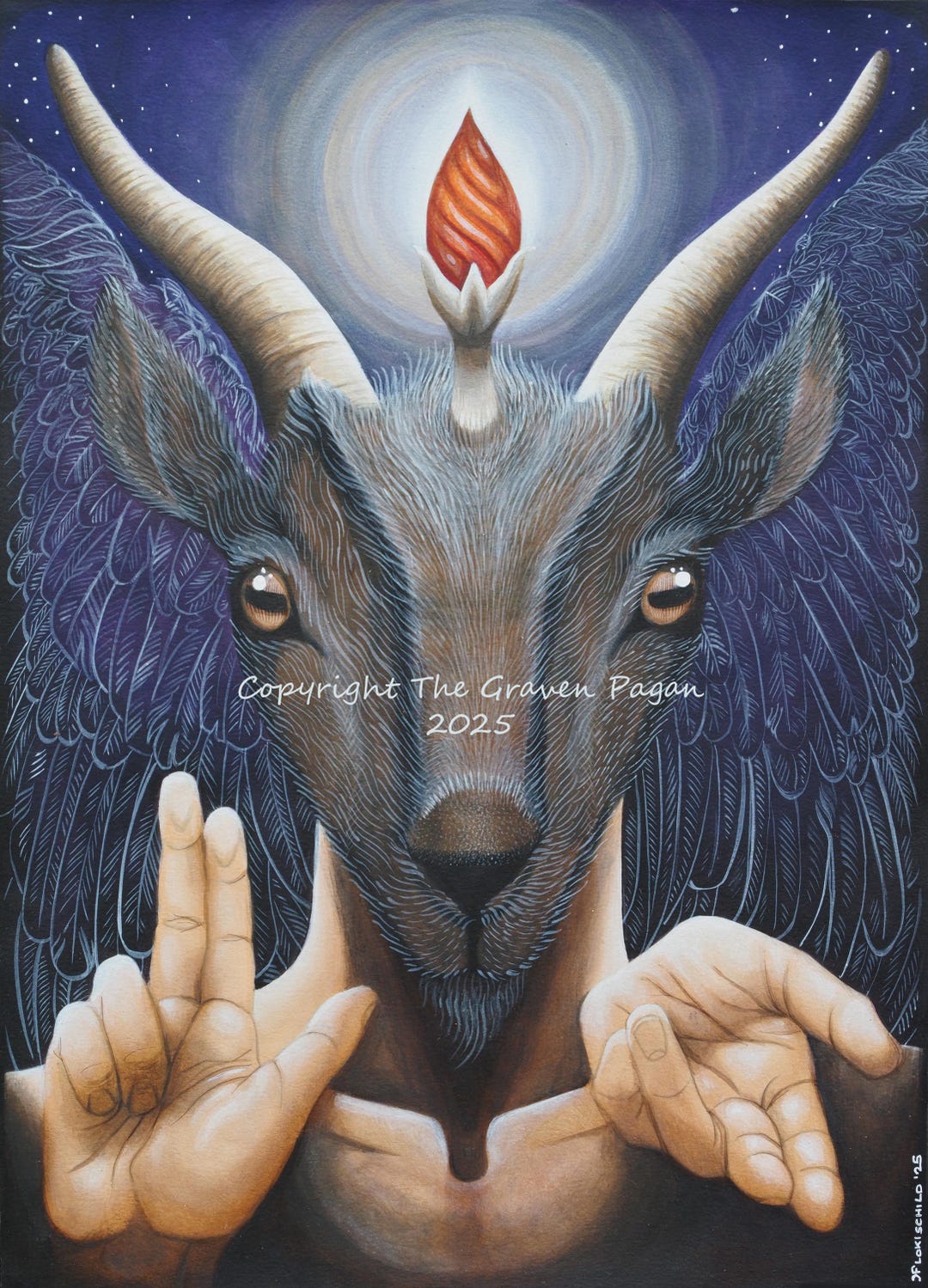 A5, A4, A3 PRINTS, Baphomet, Art Print, Painting, Nonbinary, Pagan God ...