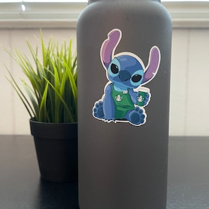 Stitch Coffee Time Sticker/decal - Weatherproof and Water Resistant for ...