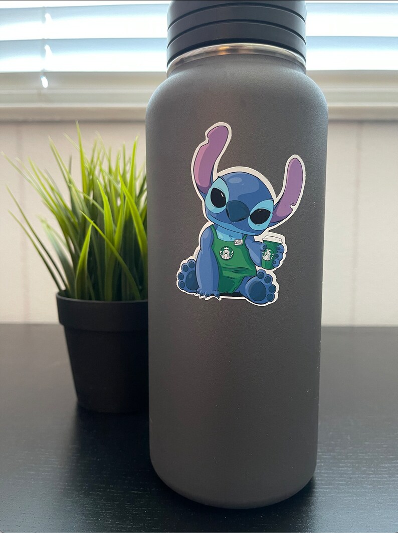 Stitch Coffee Time Sticker/decal - Weatherproof and Water Resistant for ...