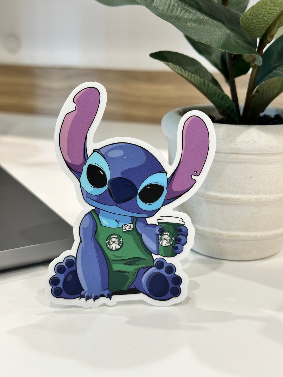 Stitch Coffee Time Sticker/decal Weatherproof and Water - Etsy