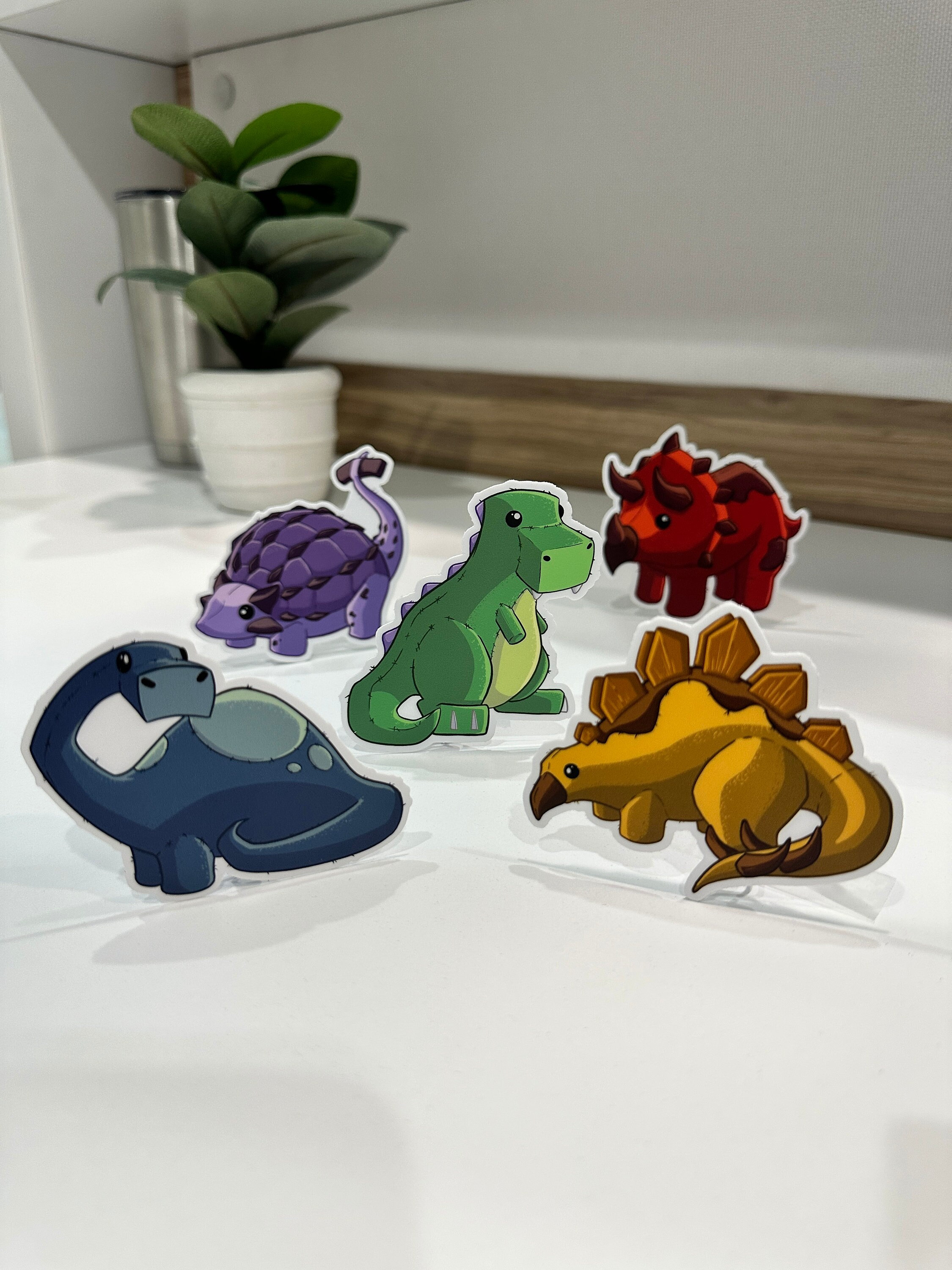 Dino-plushie Sticker Set With 5 Adorable Dinosaurs - Etsy