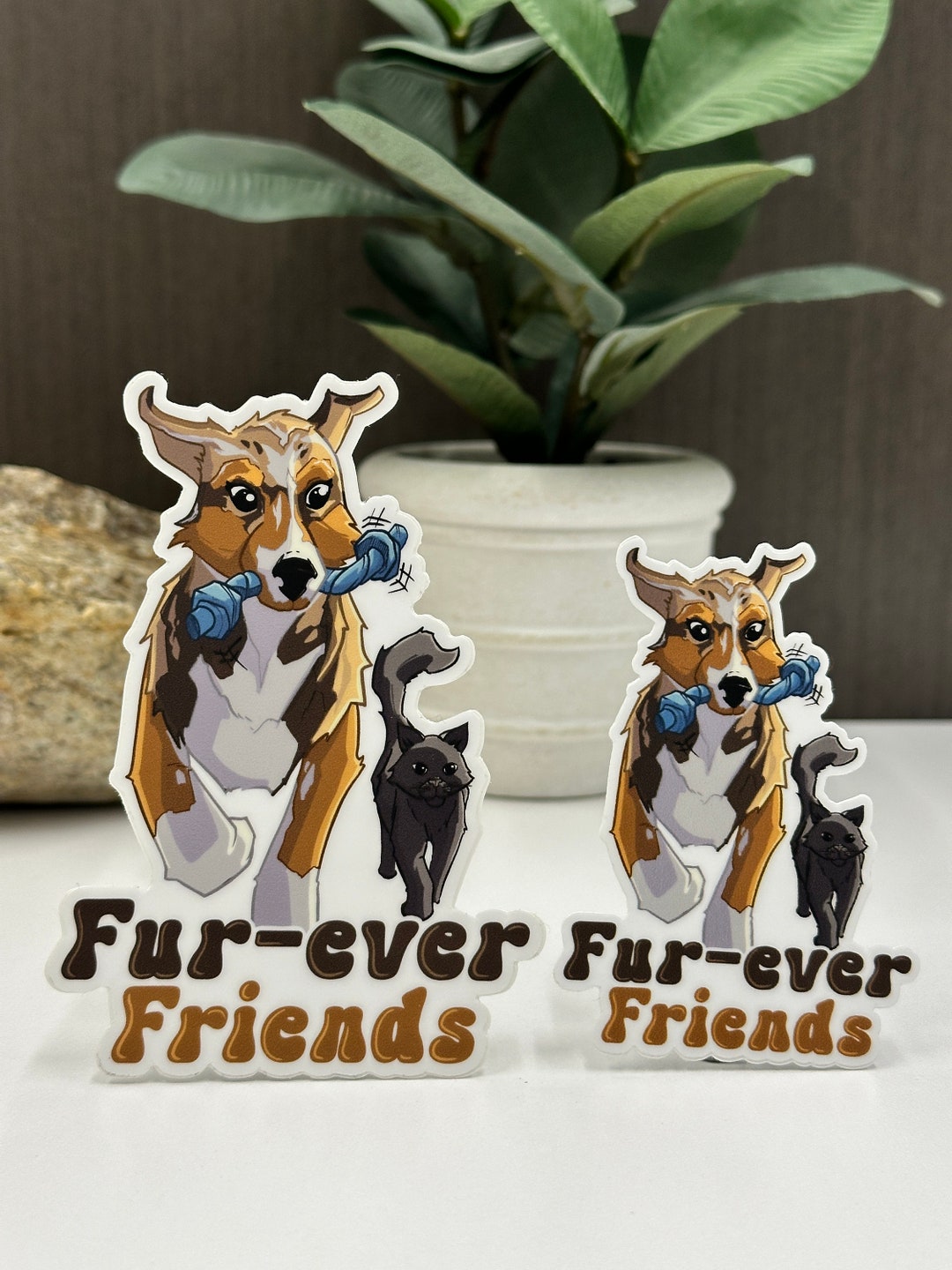 Fur-ever Friends Dog and Cat Sticker - Adorable Pet Lovers' Decal - Etsy