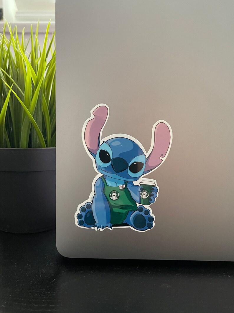 Stitch Coffee Time Sticker/decal - Weatherproof and Water Resistant for ...