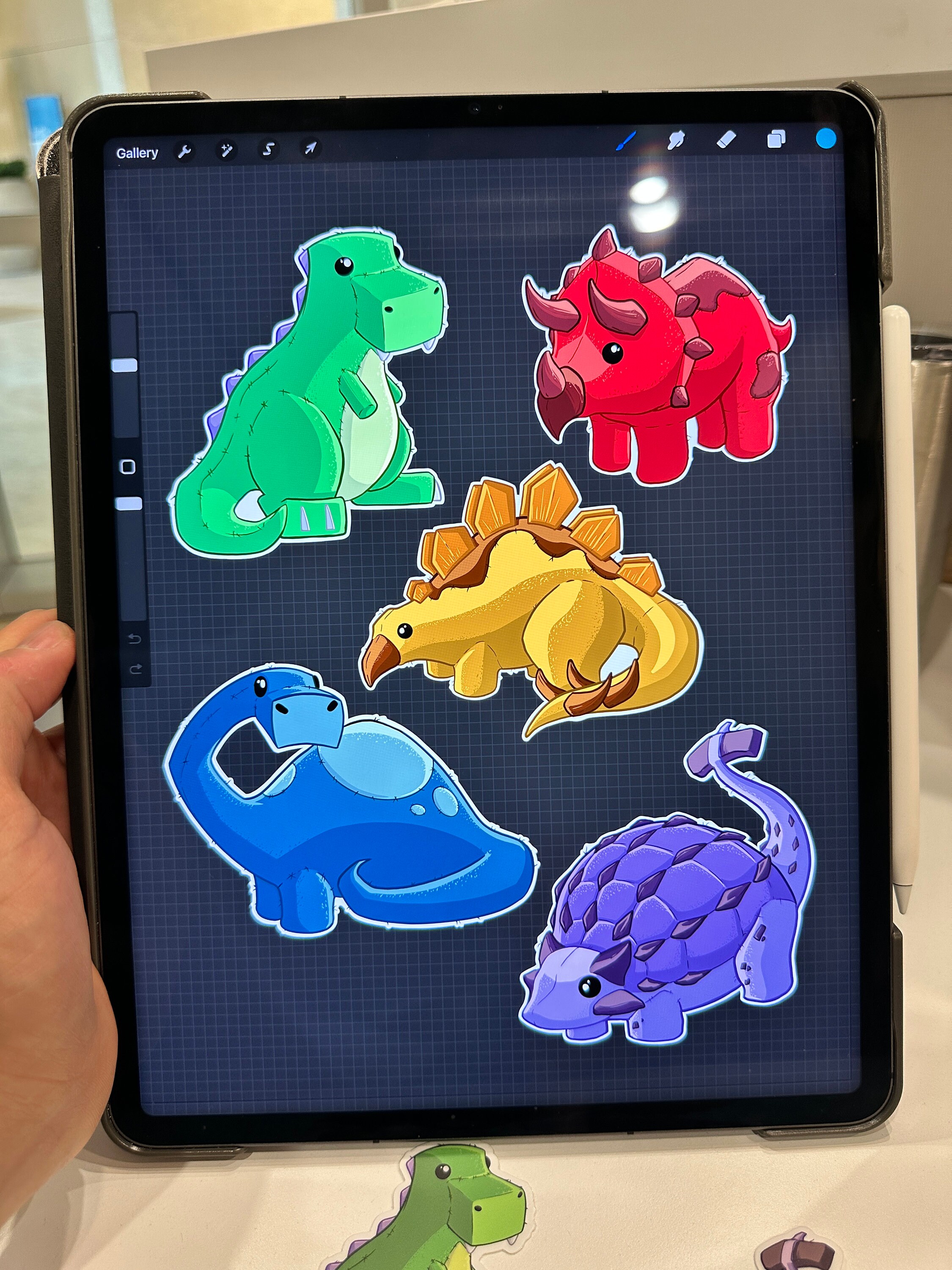 Dino-plushie Sticker Set With 5 Adorable Dinosaurs - Etsy