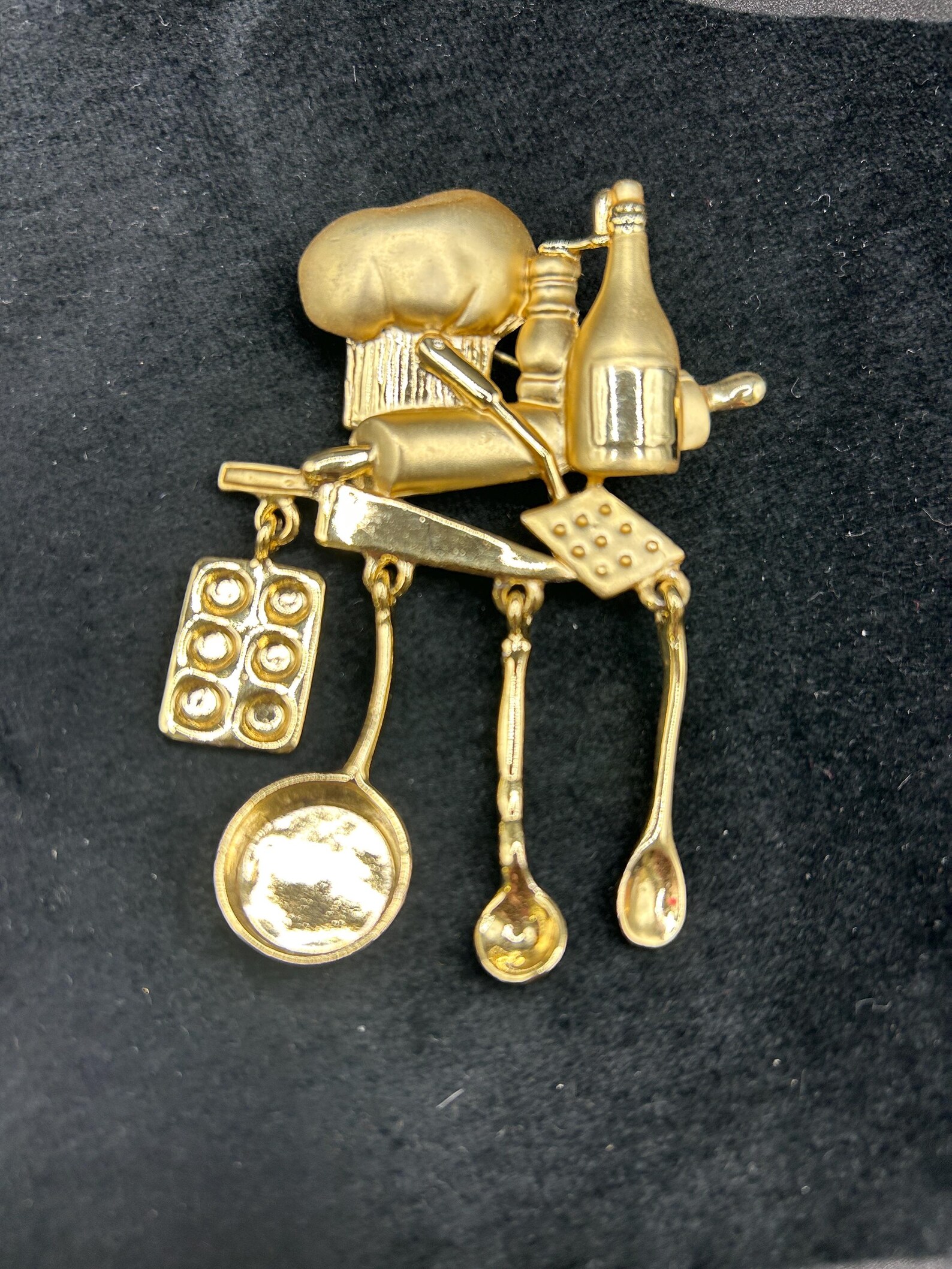AJC Vintage Chef Pin Brooch Brushed Gold Culinary Cooking - Etsy