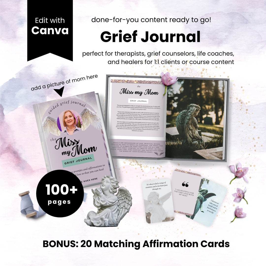 Grief Therapy Journal Bundle | Canva Digital Template | Grief and ...