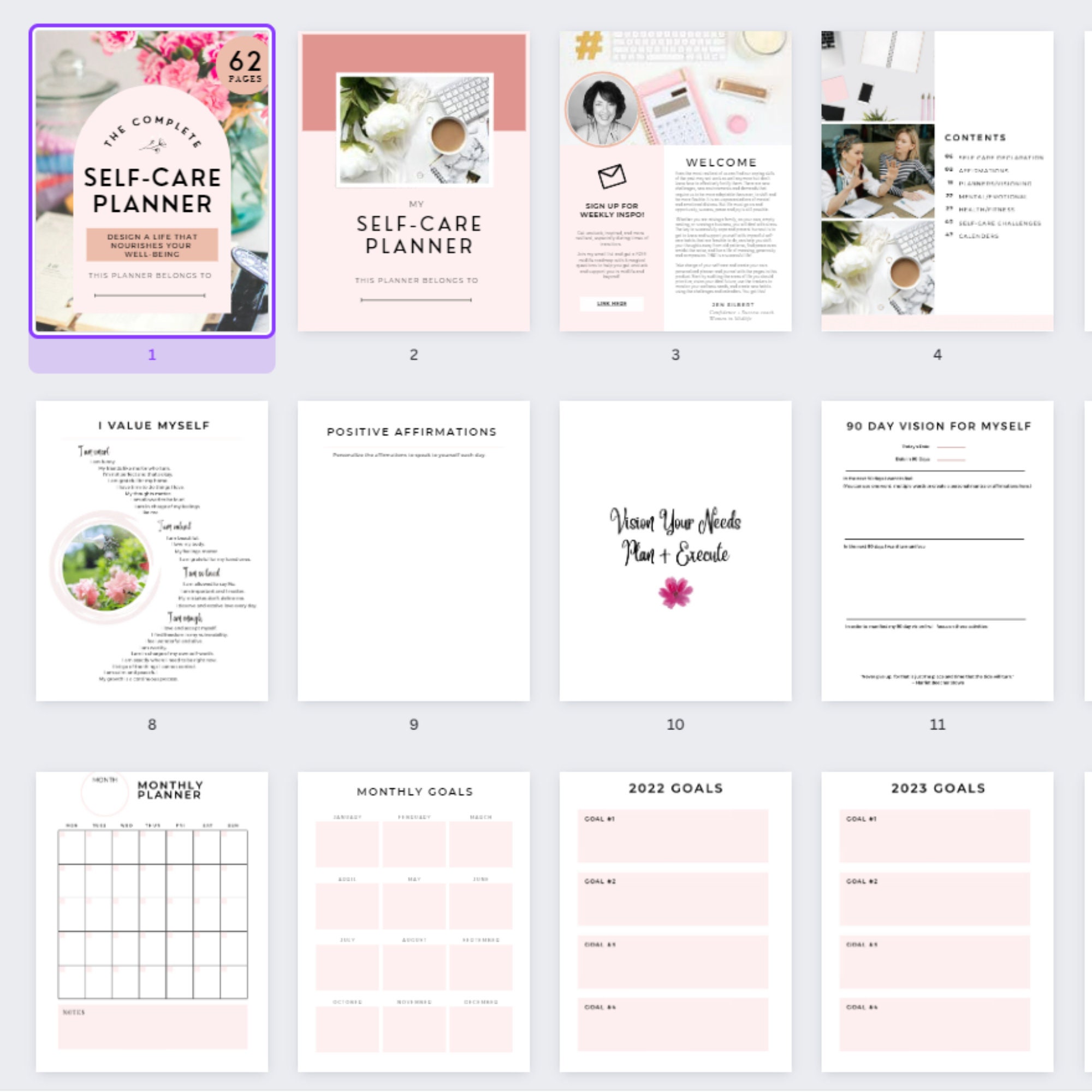 Self Care Planner Printable | INSTANT DOWNLOAD| Wellness Planner | Self ...