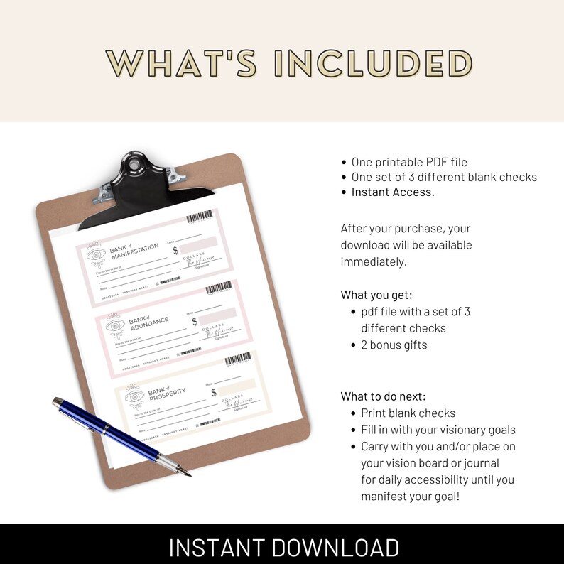 Blank Check Template | Printable Manifestion Check | Abundance Check ...