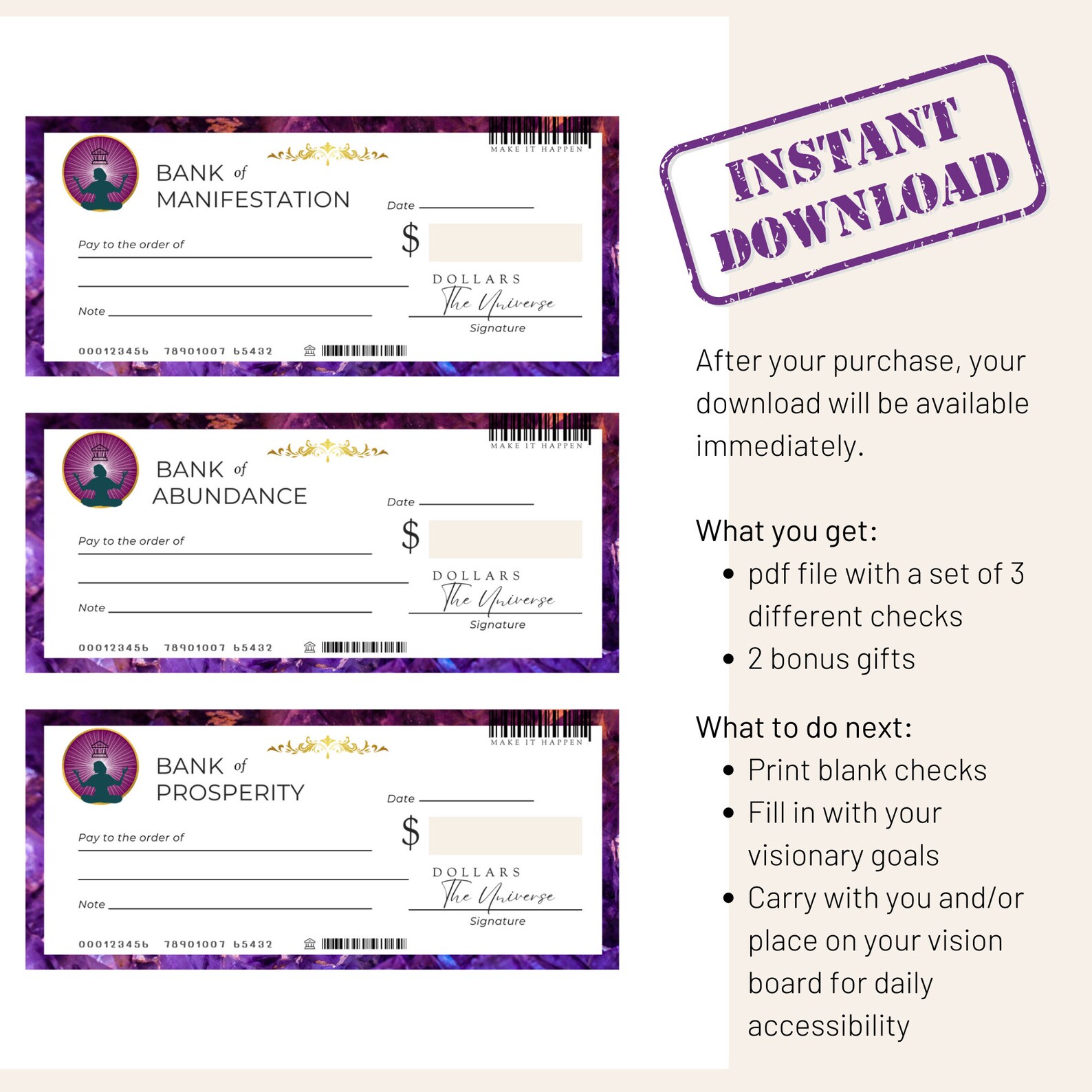 Blank Check Template Printable Manifesting Check - Etsy