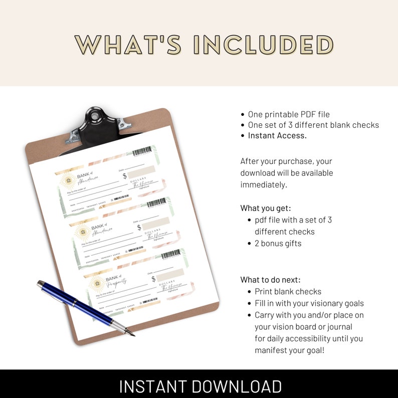 Blank Check Template | Printable Manifestion Check | Abundance Check ...