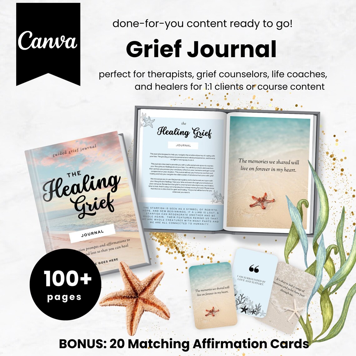 Digital Grief Therapy Journal Canva Template Coping With Grief and Loss ...