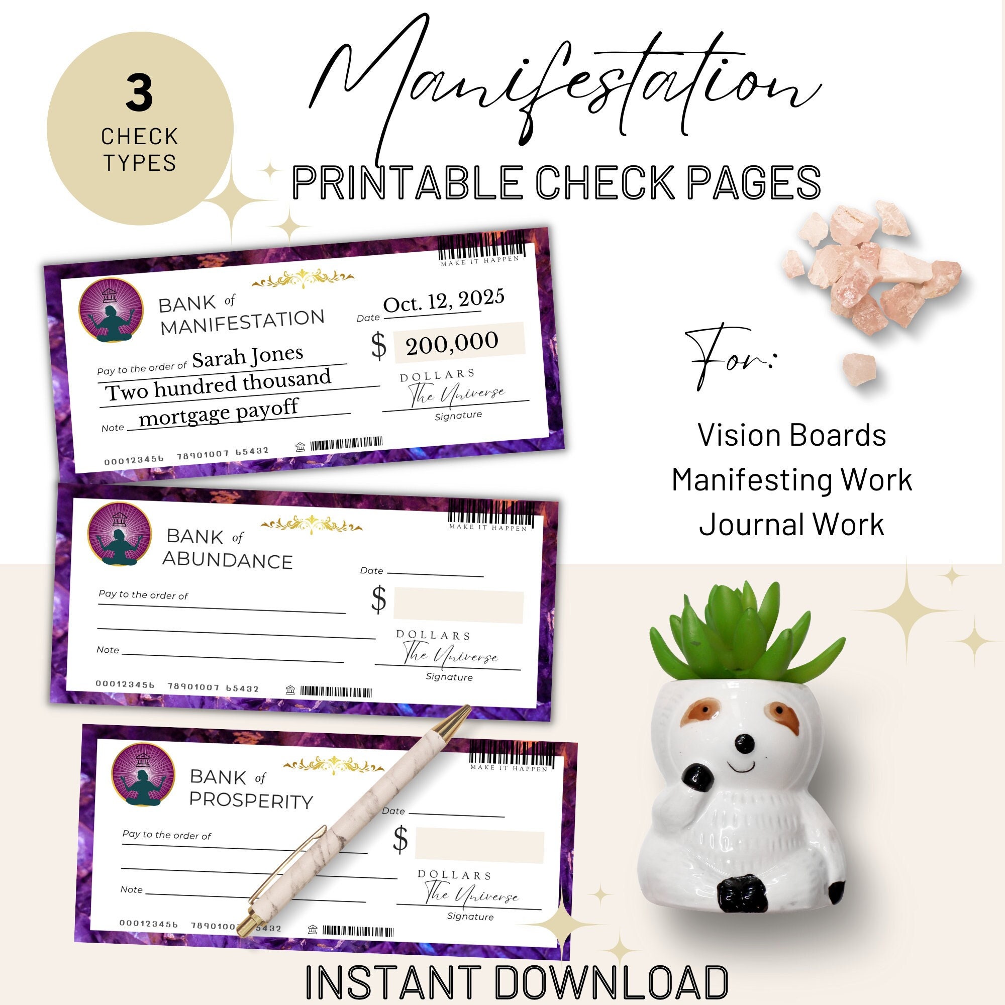 Blank Check Template | Printable Manifesting Check | Manifestation ...