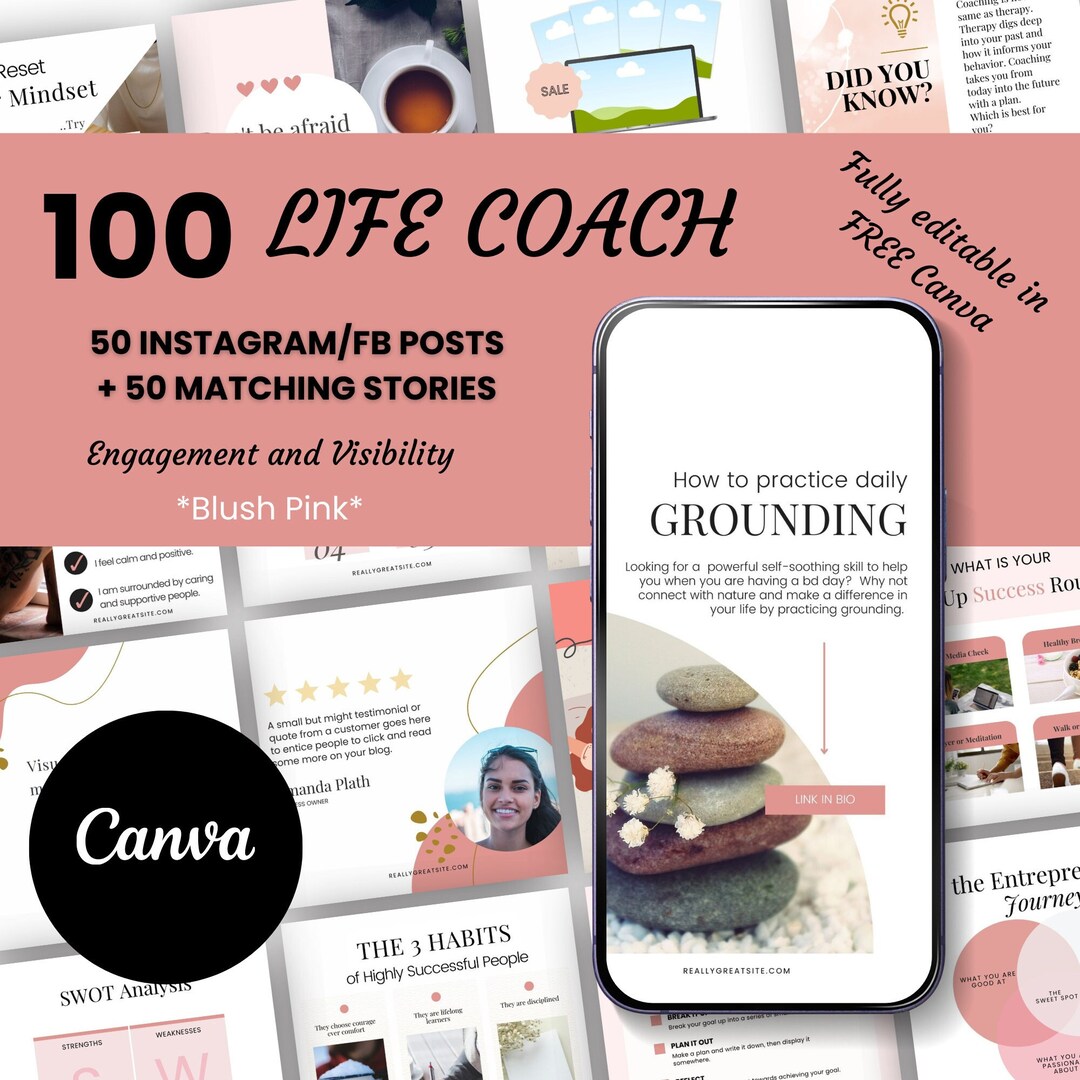 Life Coach Templates editable Canva Template Insta Stories Engagement ...