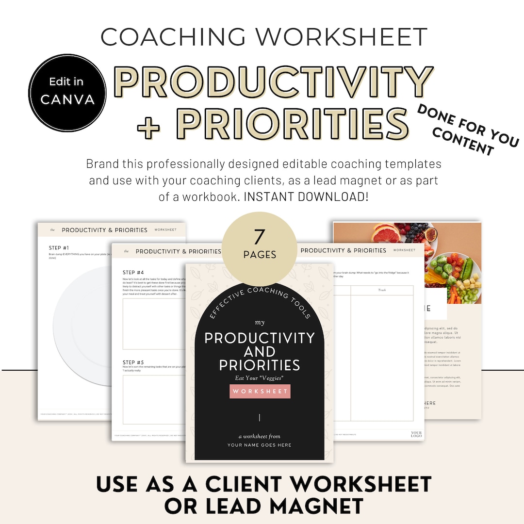 Life Coaching Worksheets |canva Template Life Coach | Coach Lead Magnet ...