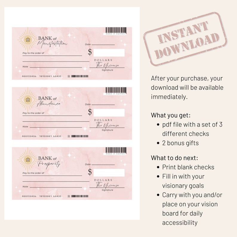 Blank Check Template | Printable Manifestion Check | Abundance Check ...