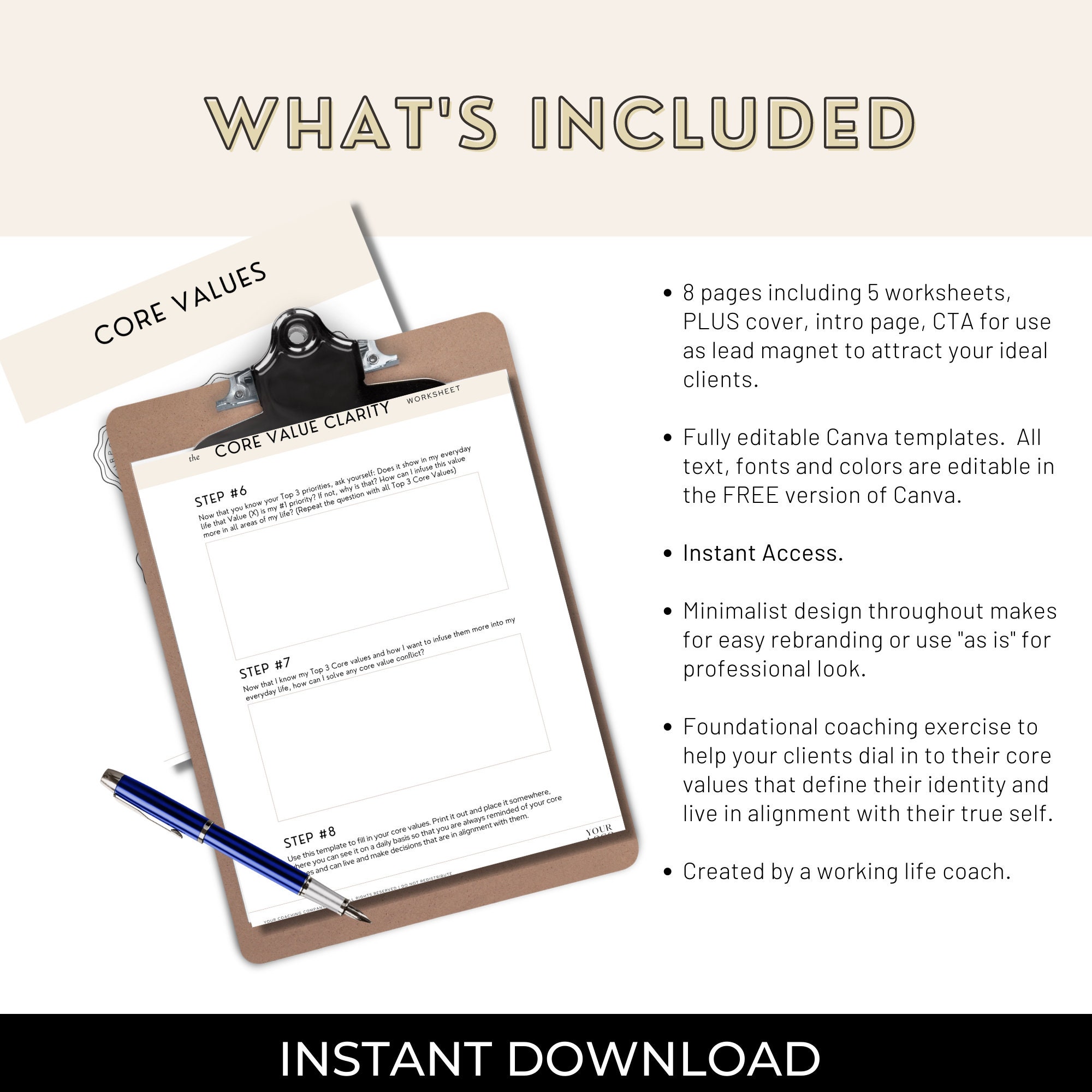 Life Coaching Worksheets canva Template Life Coach Coach Lead Magnet ...